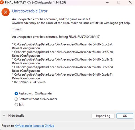 Unrecoverable Error Game Crashes · Issue 646 · Soreepeongxivalexander · Github
