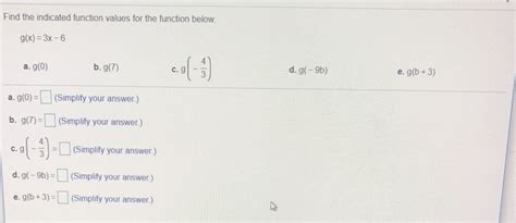 Solved Find The Indicated Function Values For The Function