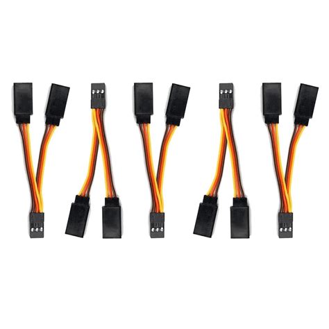 5 Pcs Jr Futaba Style Servo 1 To 2 Y Harness Leads Splitter Cable Male Female Extension Lead