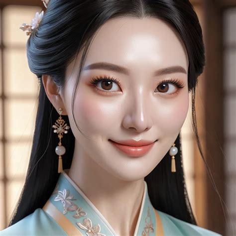 Chinese Beauty，delicate Facial Features， Oval Face，slender Nose，small