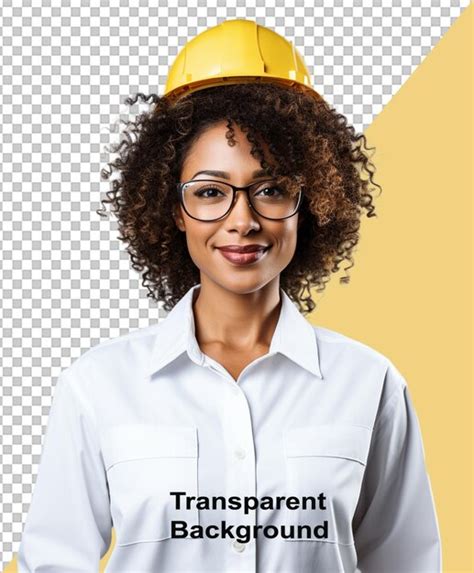 Premium Psd Attractive African American Female Engineer With A Helmet