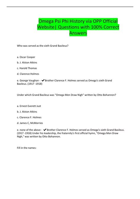 Omega Psi Phi History Via Opp Official Website Questions With 100