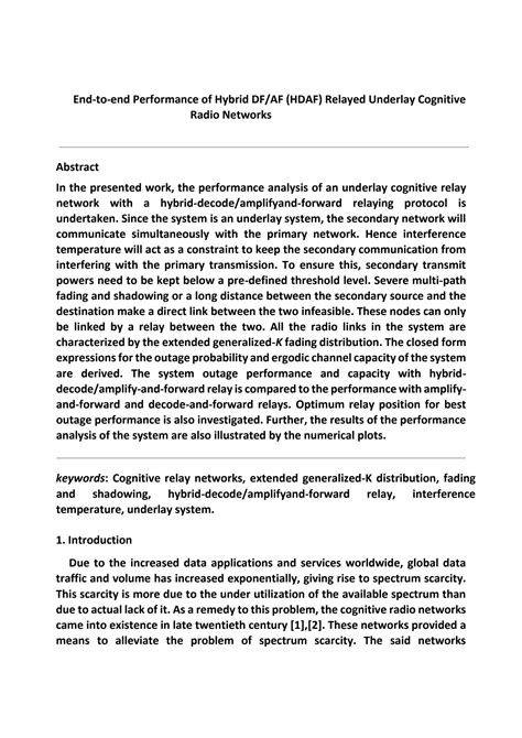 Solution End To End Performance Of Hybrid Dfaf Hdaf Relayed Underlay Cognitive Radio Network