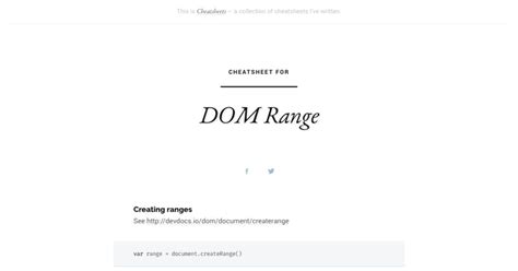 DOM Range Cheatsheet