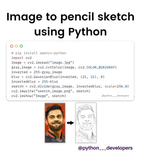 Python Developers Image To Pencil Sketch Using Python Follow Pythondevelopers For More