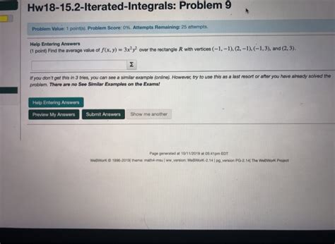 Solved Hw18 152 Iterated Integrals Problem 9 Problem