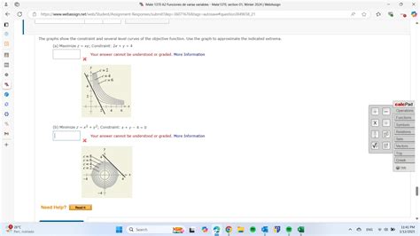 The Graphs Show The Constraint And Several Level Curves Of The
