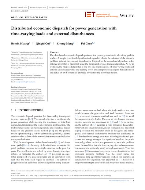pdf distributed economic dispatch for power generation with time‐varying loads and external