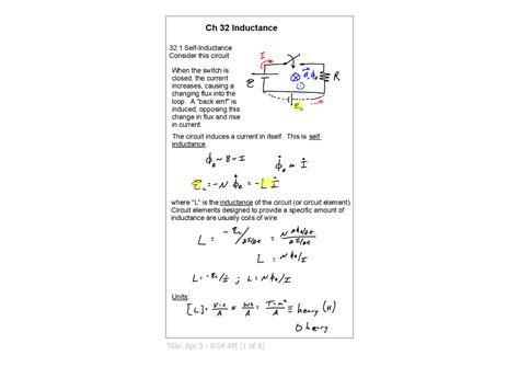 Lecture Slides On Inductance Calculus Based Physics I Phys 2110