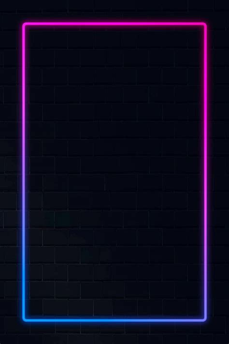 Premium Vector Of Rectangle Neon Frame On Black Brick Wall Vector Neon