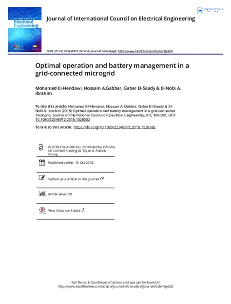 Pdf Optimal Operation And Battery Management In A Grid Connected Microgrid