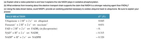 Solved A Explain What A Redox Potential Is And How It