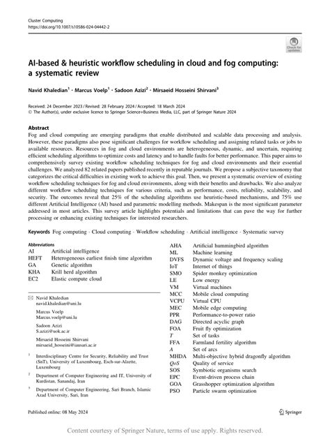Ai Based And Heuristic Workflow Scheduling In Cloud And Fog Computing A