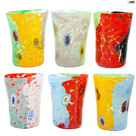Set Of 6 Drinking Glasses Tevere Original Murano Glass Omg