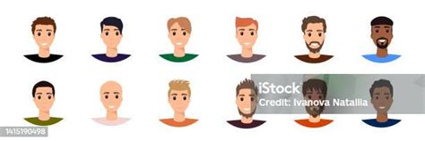 남성 캐릭터 얼굴 구성 남자 아바타 창조 키트 생성기 다양한 헤어 스타일 피부 눈 입술 눈썹 세트의 생성자 흰색 배경에 고립 된 컬러 플랫 벡터 일러스트 레이 션 건강관리와