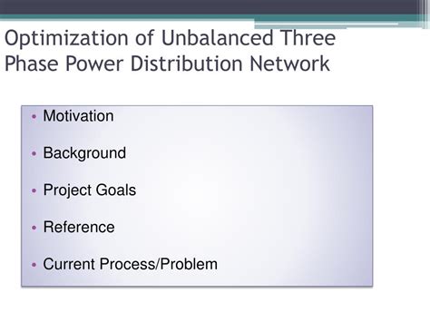 Ppt Optimization Of Unbalanced Three Phase Power Distribution Network Powerpoint Presentation