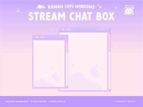 Twitch Overlay Stream Chat Box Vaporwave Retro Lofi Kawaii Windows Just Chatting Cloud Moon