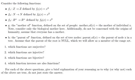 Solved Consider The Following Functions G The Mother Of Chegg Com