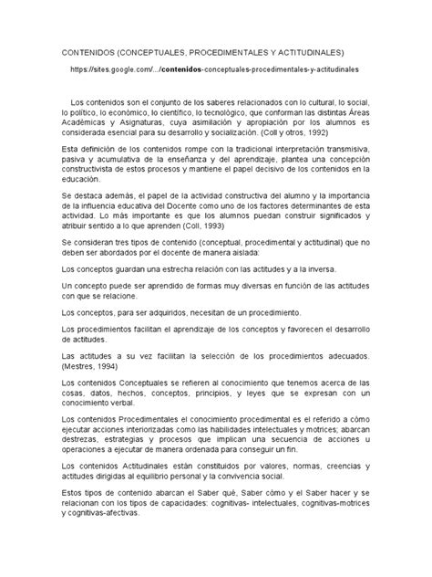 Sites Contenidos Conceptuales Procedimentales Y