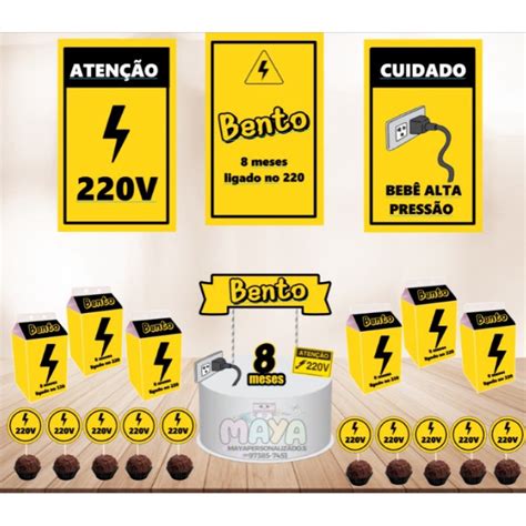 Personalizado Mesversário Ligado No 220v Kit Personalizados Ligado 220v