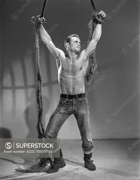 Young Muscular Shirtless Male In Restraints C1961 Superstock