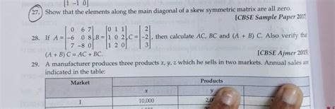 27 Show That The Elements Along The Main Diagonal Of A Skew Symmetric Ma