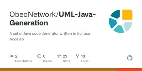 Github Obeonetworkuml Java Generation A Set Of Java Code Generator
