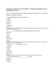 Database Questions And Answers Docx Database Questions And Answers Relational Database And