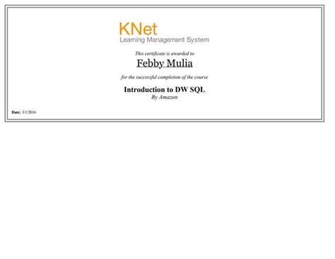 Certificate Sql Ppt