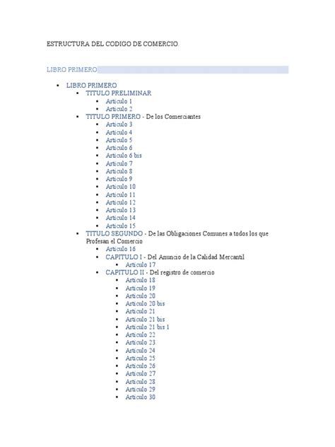 Estructura Del Codigo De Comercio Pdf