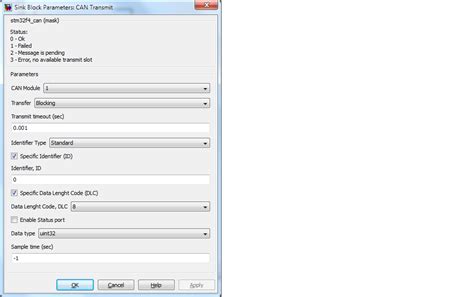 Stm32f4 Target Block References On Chip Peripherals Can Can Transmit