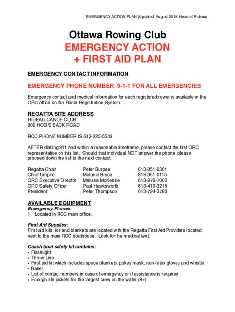 Fillable Online Emergency Action First Aid Plan Fax Email Print
