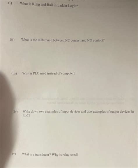 Solved I What Is Rung And Rail In Ladder Logic Ii What