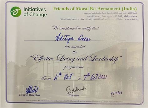 Effective Living And Leadership Programme Aditya Desai