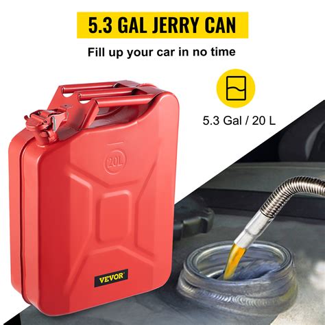 Vevor Jerry Fuel Can 20 L Portable Jerry Gas Can With Flexible Spout