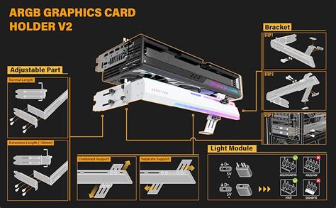 Ezdiy Fab 5v Argb Gpu Holder Brace Graphics Card Gpu Support Video Card Holder Bracket