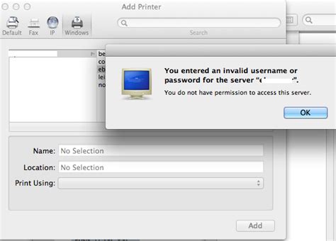 Mac Printing To Windows Based Printer Error Message “you Entered