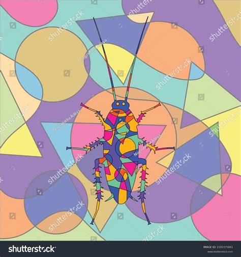 American Cockroach Abstract Colorful Insects Design Stock Vector