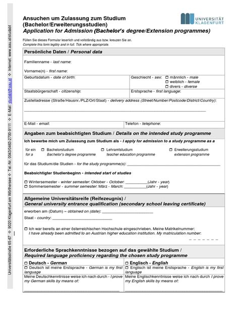 Ansuchen Um Zulassung Zum Studium De Engl Pdf