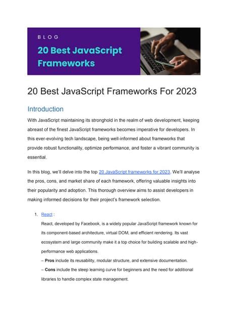 20 Best Javascript Frameworks For 2023pdf