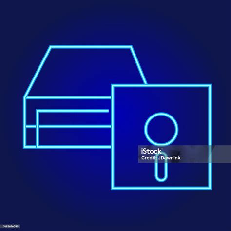 레트로 아케이드 게임 플로피 디스크 다채로운 네온 블루 얇은 선 아이콘 편집 가능한 스트로크 복고풍에 대한 스톡 벡터 아트 및 기타 이미지 Istock