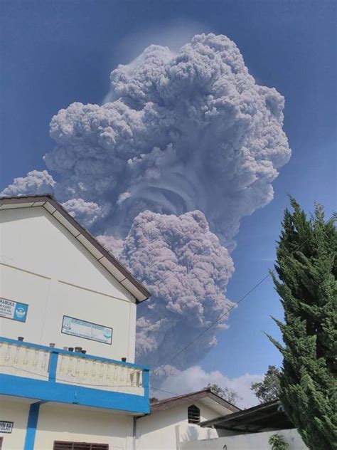 The Eruption Of The Volcano Sinabung On The Indonesian Island Of