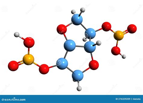 Isosorbide Dinitrate Molecule Structural Chemical Formula Ball And Stick Model Isolated Image