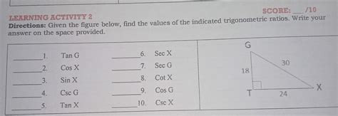 Score10 Learning Activity 2 Directions Given T Gauthmath