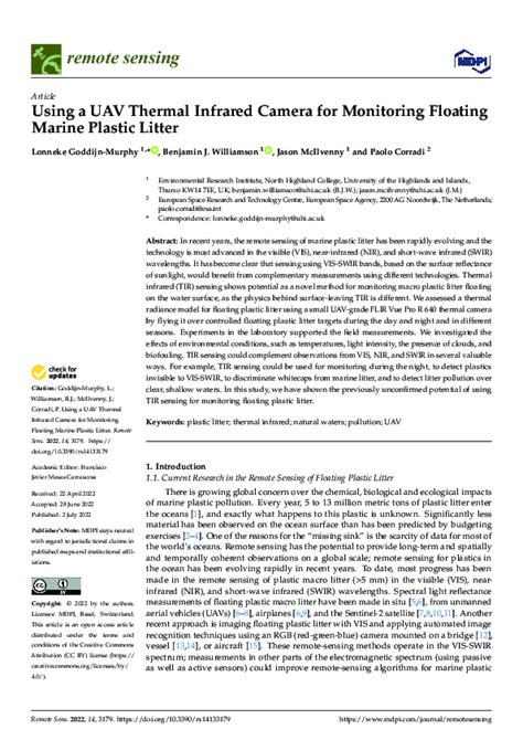 Pdf Using A Uav Thermal Infrared Camera For Monitoring Floating Marine Plastic Litter Paolo