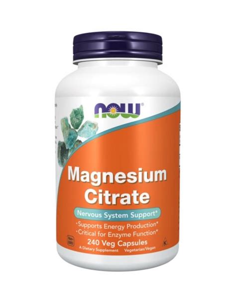 Магний NOW Magnesium Citrate 400 мг 240 капсул | Aresport.by