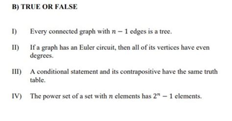 solved b true or false i every connected graph with n 1