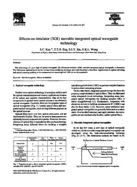 Pdf Silicon On Insulator Soi Movable Integrated Optical Waveguide Technology Dokumentips