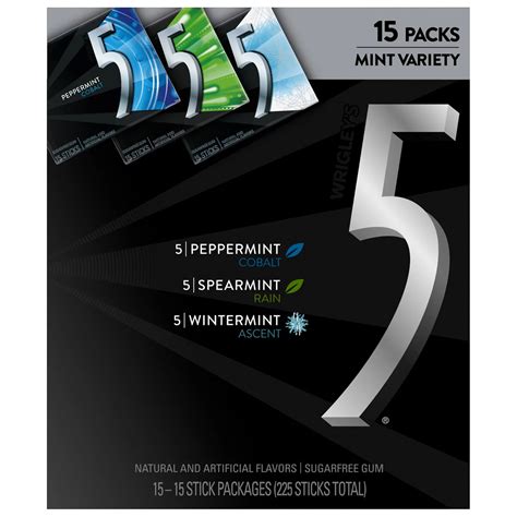 5 Gum Sugar Free Mint Chewing Gum Variety Pack 15 Pk Bjs Wholesale