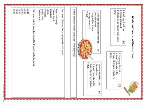 Free Reading A Menu Worksheet Download Free Reading A Menu Worksheet Png Images Free